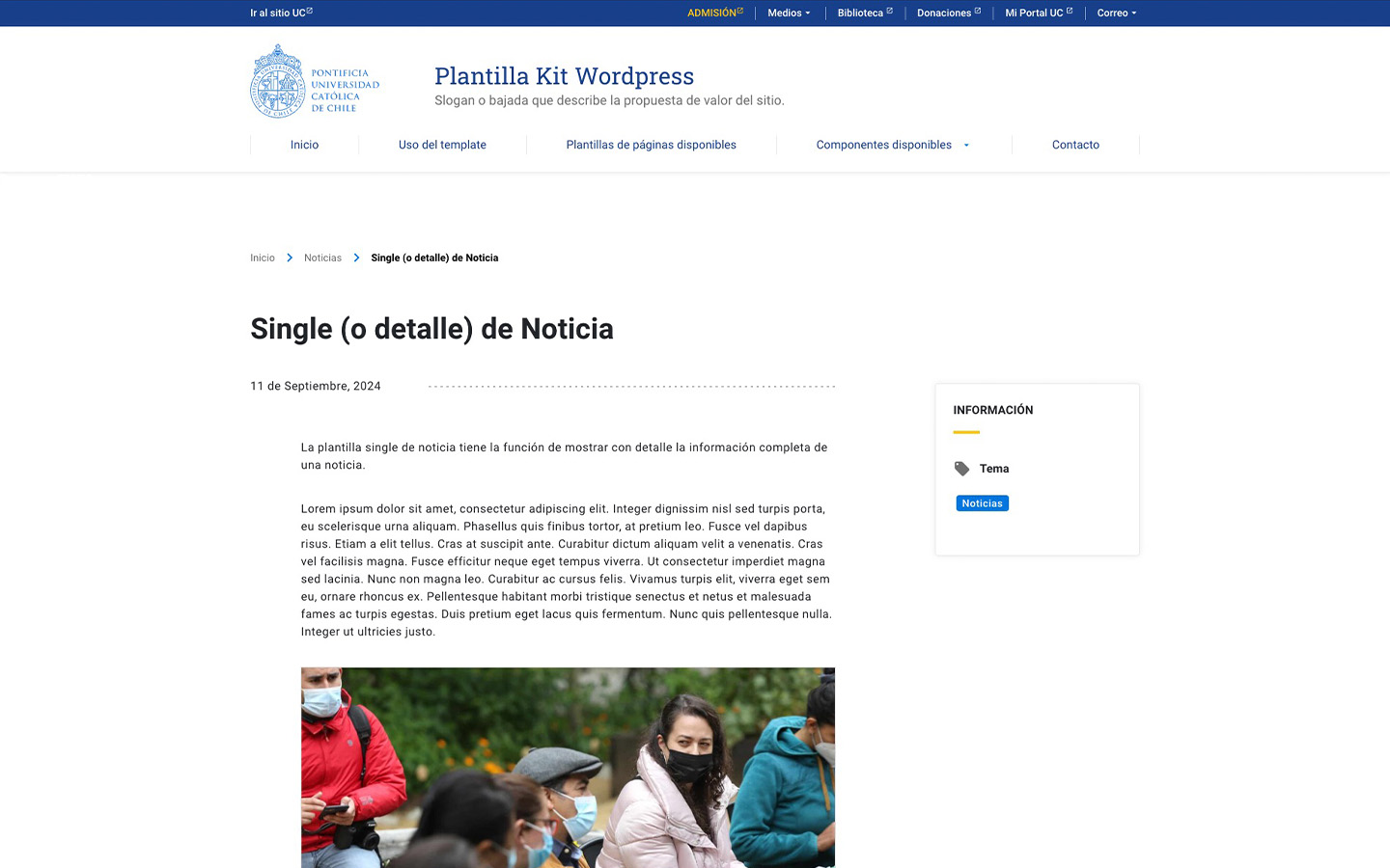 Noticias – Plantilla Kit WordPress